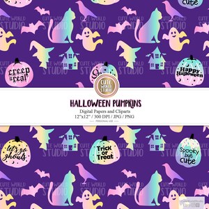 Halloween Pumpkins, Pastel, Cat, Bat, Witch, Raven, House, Cute, Pink ...