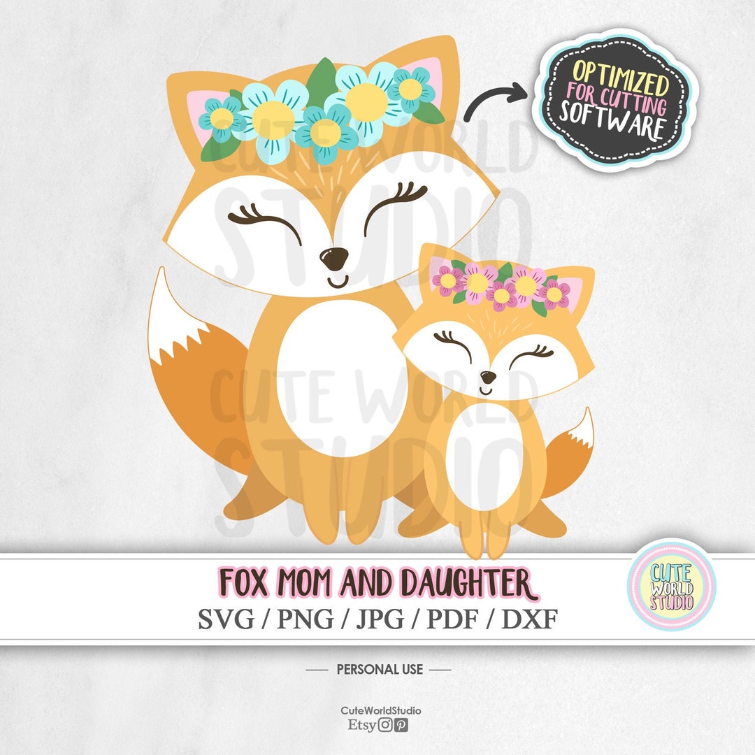 Fox Mom and Daughter / Mothers Day/ Cute Fox / Donut / SVG Clipart ...