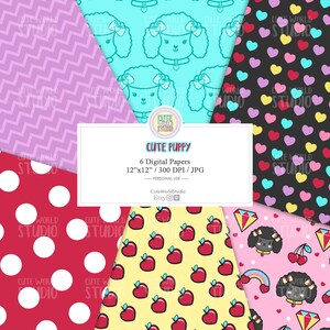 Cute Puppy Digital Papers and Clipart / Cute Poodle / Rainbow - Etsy
