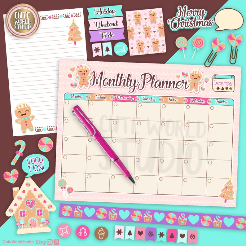 Gingerbread Cookies Christmas Printable Planner Instant Download ...