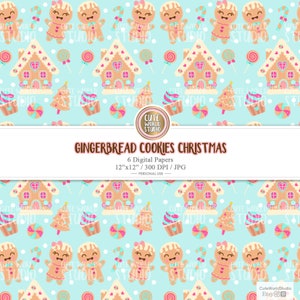 Gingerbread Cookies Christmas Digital Papers and Cliparts / Instant ...