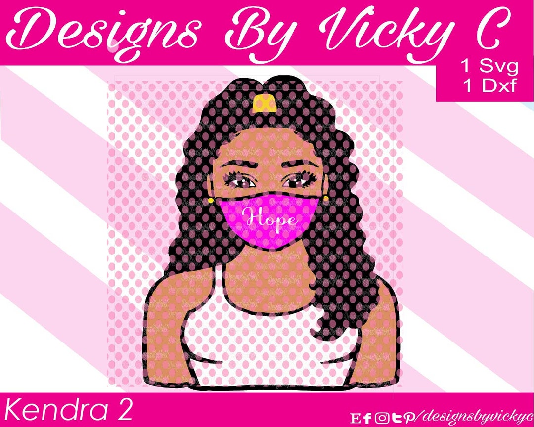 Kendra With Mask African American Woman Svg Natural Hair Svg - Etsy