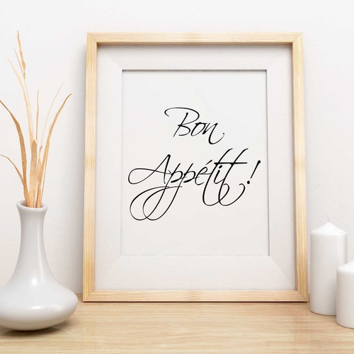 Bon Appetit Print Kitchen PRINTABLE ART Kitchen Print Bon - Etsy