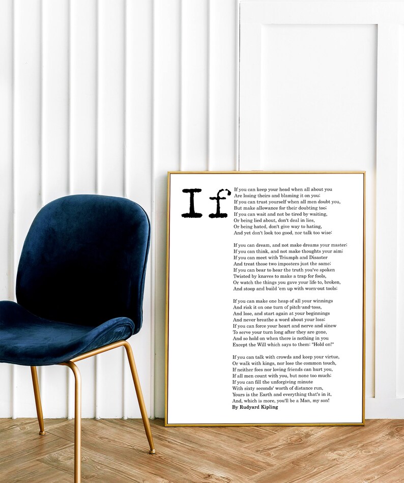 IF Rudyard Kipling Poem IF Poem by Rudyard Kipling Art | Etsy