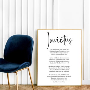 Invictus by William Ernest Henley Poem Print, Invictus Poem,william ...