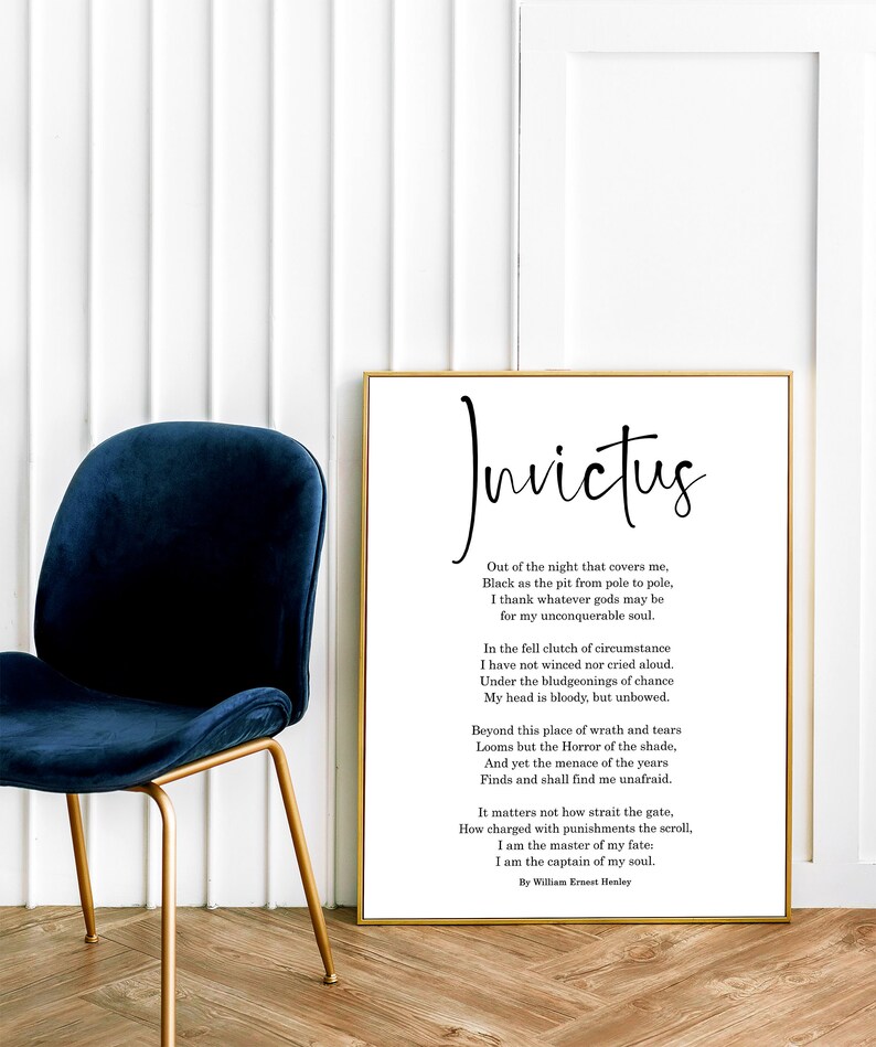 Invictus by William Ernest Henley Poem Print Invictus | Etsy