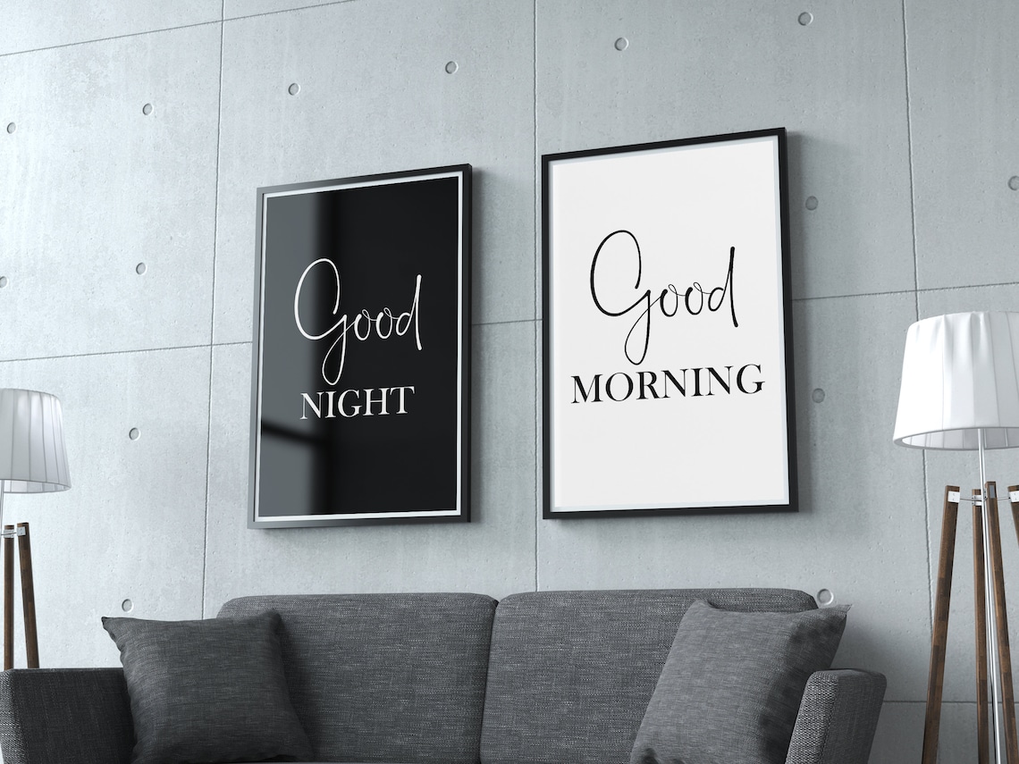 Good Morning Good Night Signs, 2 SET Print, Good Morning Good Night ...