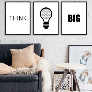Think Big Wall Art, Set of 3 Prints, Think Big Sing, Think Big Quote ...