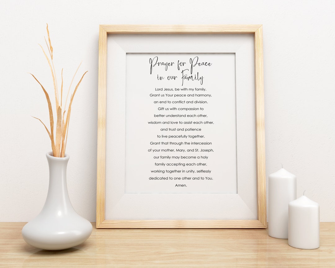 Prayer for Peace in Our Family Print,peace Prayer Poster,catholic ...
