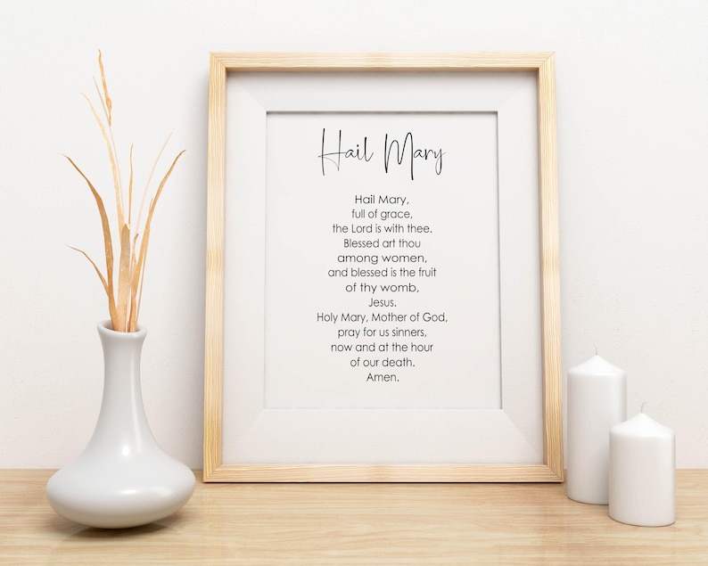 Hail Mary Prayer Print, Hail Mary Printable, Hail Mary Art,scripture ...