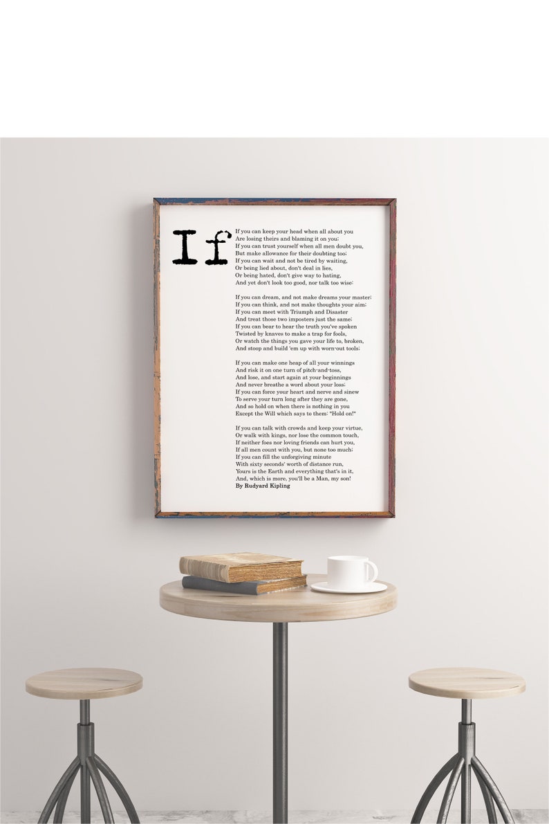 IF Rudyard Kipling Poem IF Poem by Rudyard Kipling Art - Etsy