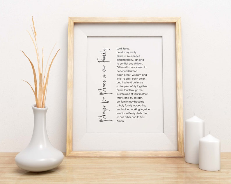 Prayer for Peace in Our Family Print, Peace Prayer Poster, Catholic ...