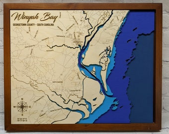 Winyah Bay Map Art - Etsy