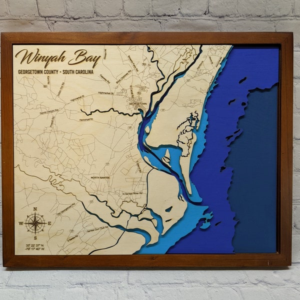 Winyah Bay Map Art - Etsy
