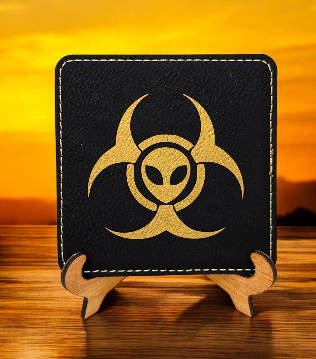 Skinwalker Ranch Vegan Leather Coasters: Alien Biohazard Design, Set of ...