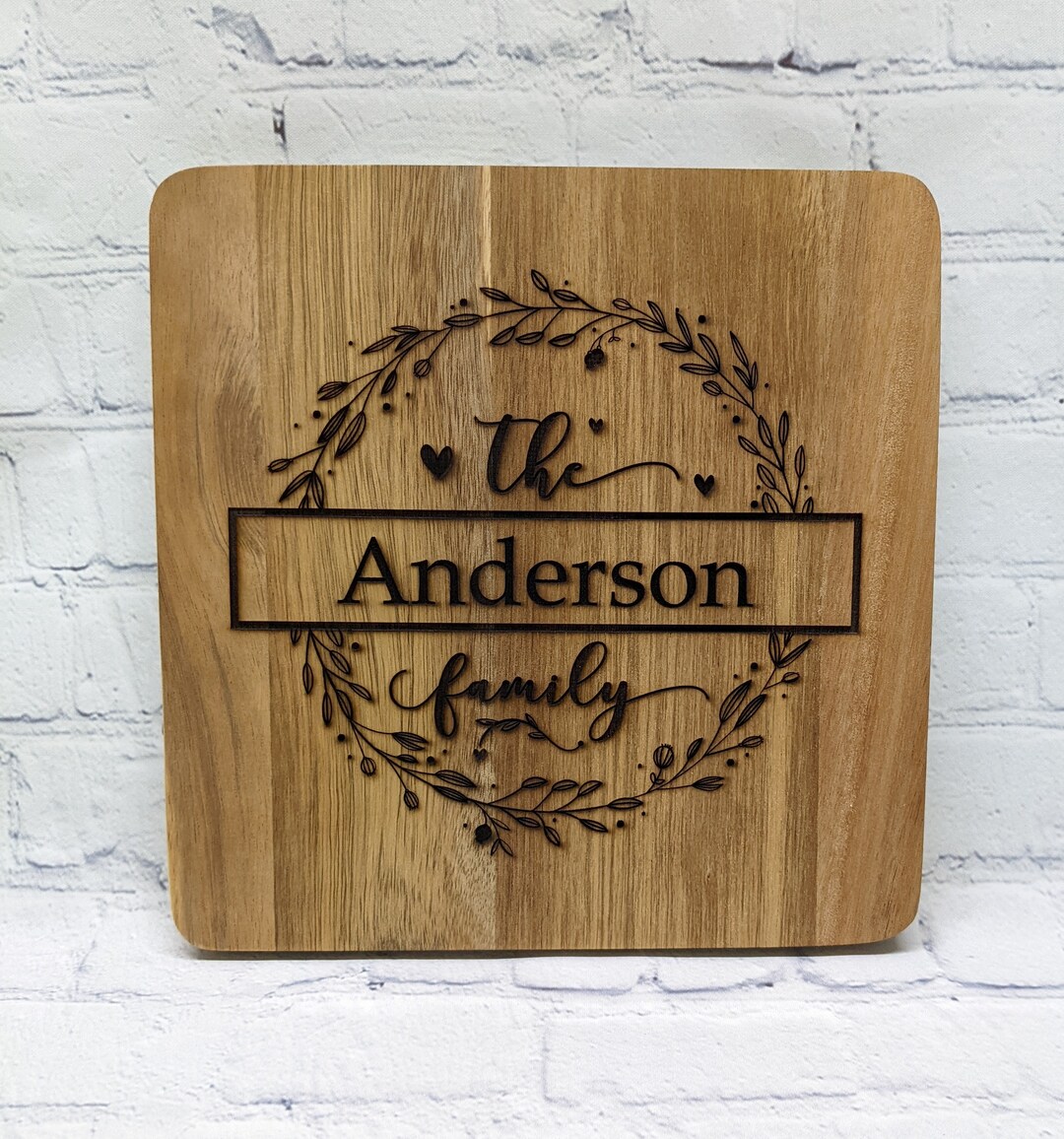 Personalized Acacia Wood Trivet, Laser Engraved, Customized Hot Plate ...