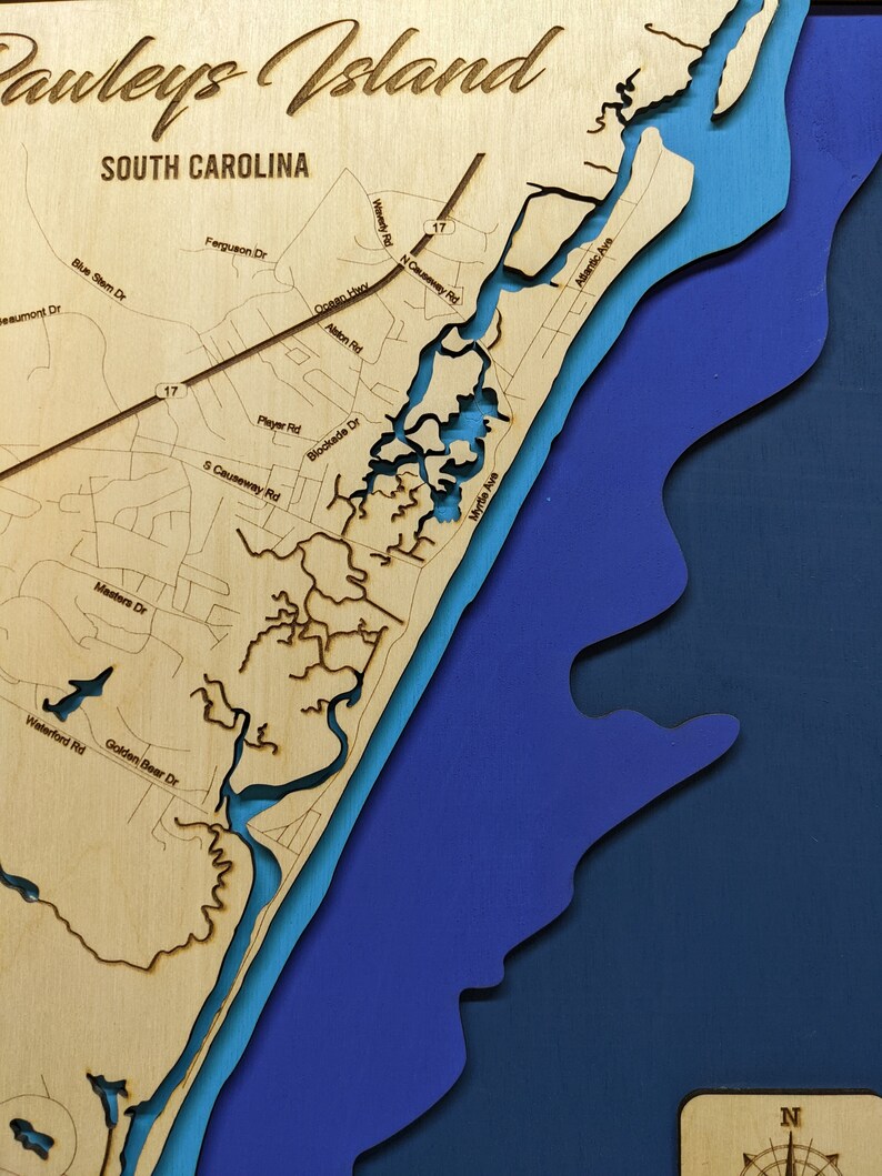 Pawleys Island SC 3D Wall Art Layered Wood Map 4 Layers. - Etsy