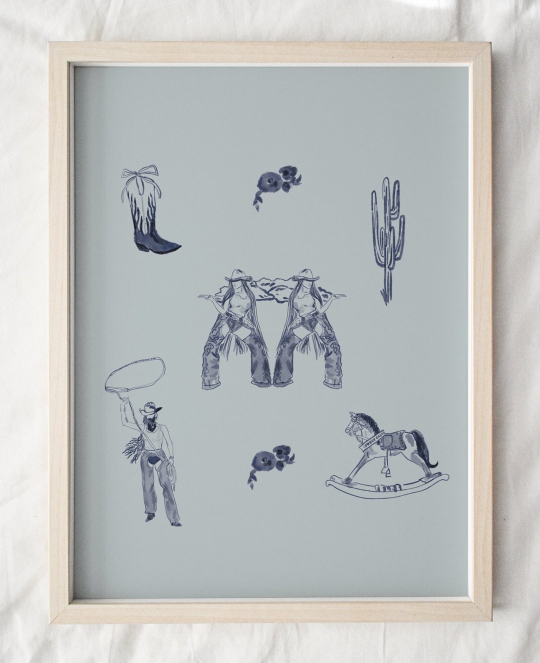 Cowboy Carter Print BLUE, Beyonce Art, Beyonce Wall, Illustration Print ...
