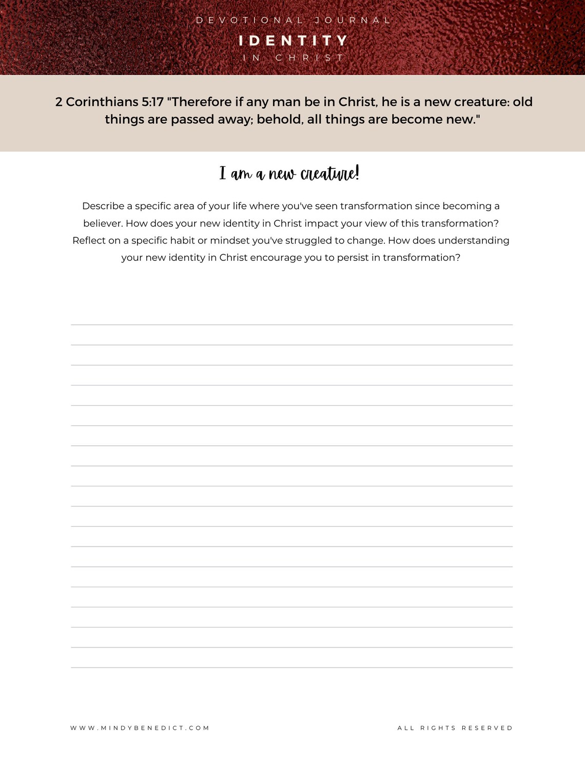 Identity in Christ - Devotional Journal, Journal Prompts, Christian ...