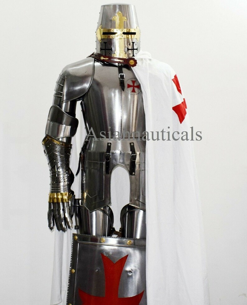 Knights Templar Tunic White Cloak With Leather Strap Red - Etsy