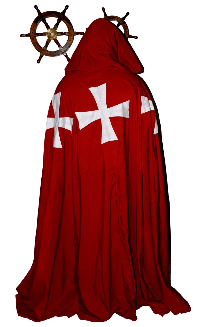 Knights Templar Tunic Red cloak with leather strap white | Etsy