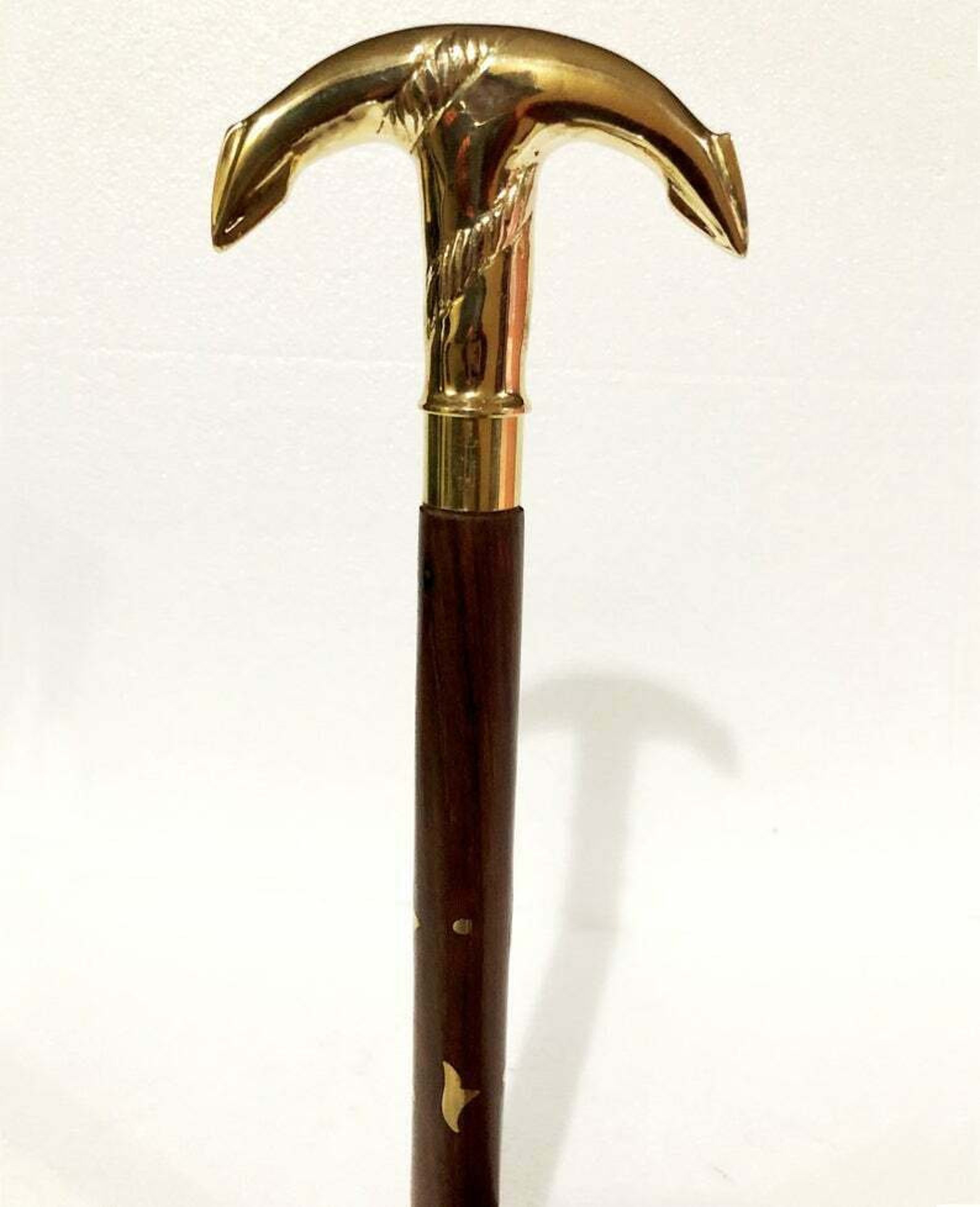 Victorian Brass Designer Walking Cane Brown Wooden Walking Etsy