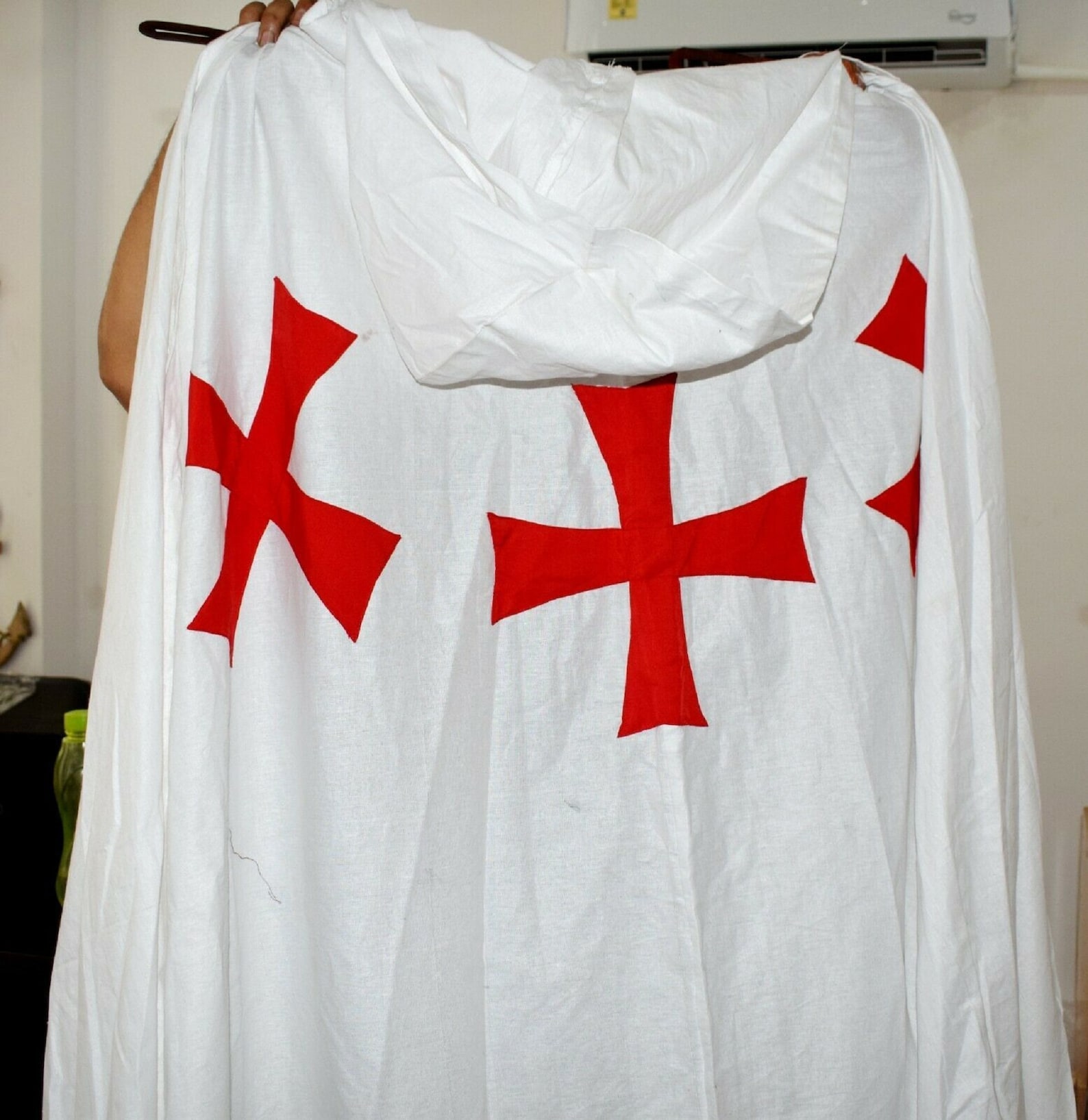 Knights Templar Tunic White Cloak With Leather Strap Red - Etsy