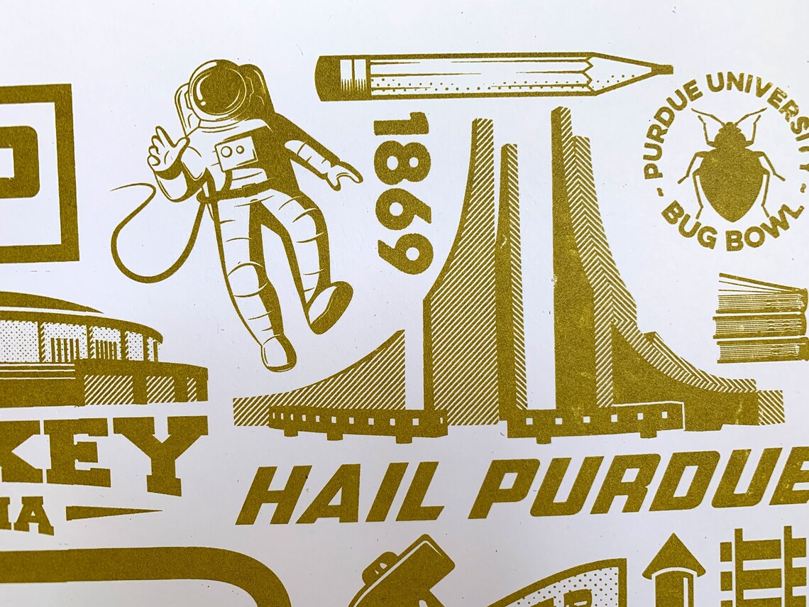 Purdue Poster - LIMITED EDITION Screen Printed Poster - White - Etsy