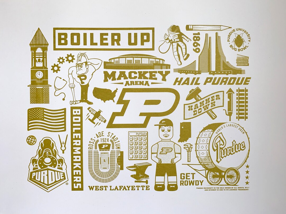 Purdue Poster - LIMITED EDITION Screen Printed Poster - White - Etsy