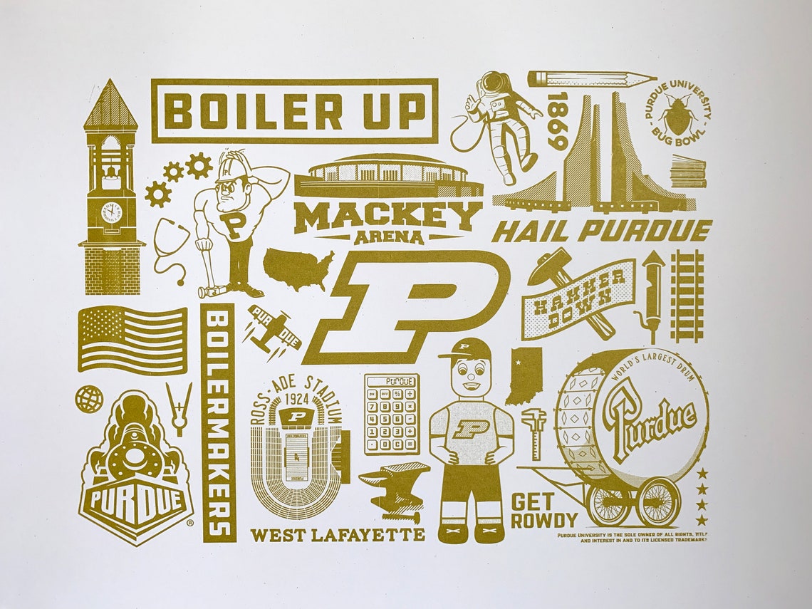 Purdue Poster - LIMITED EDITION Screen Printed Poster - White - Etsy