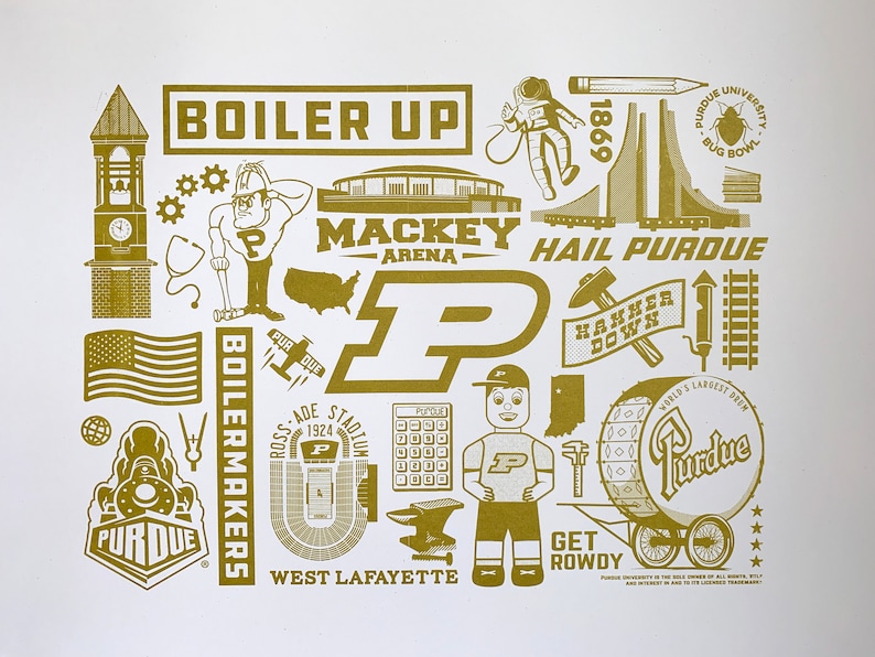 Purdue Poster - LIMITED EDITION Screen Printed Poster - White - Etsy