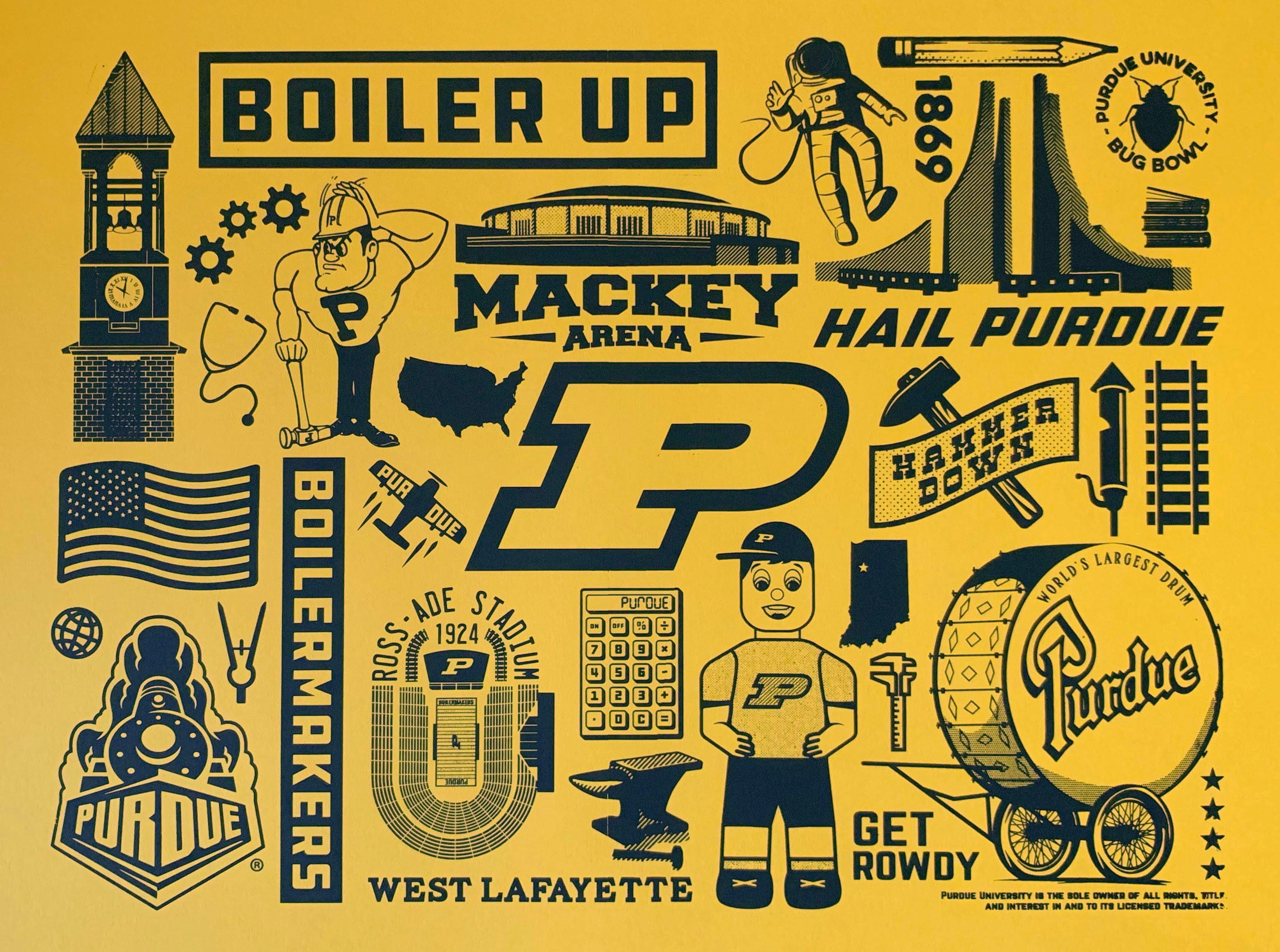 Purdue Poster - LIMITED EDITION Screen Printed Poster - Etsy