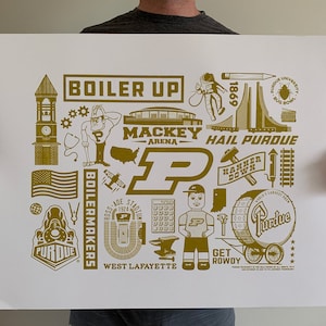 Purdue Poster - LIMITED EDITION Screen Printed Poster - White - Etsy