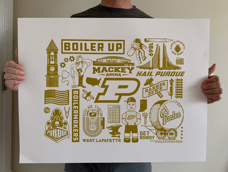 Purdue Poster - LIMITED EDITION Screen Printed Poster - White - Etsy
