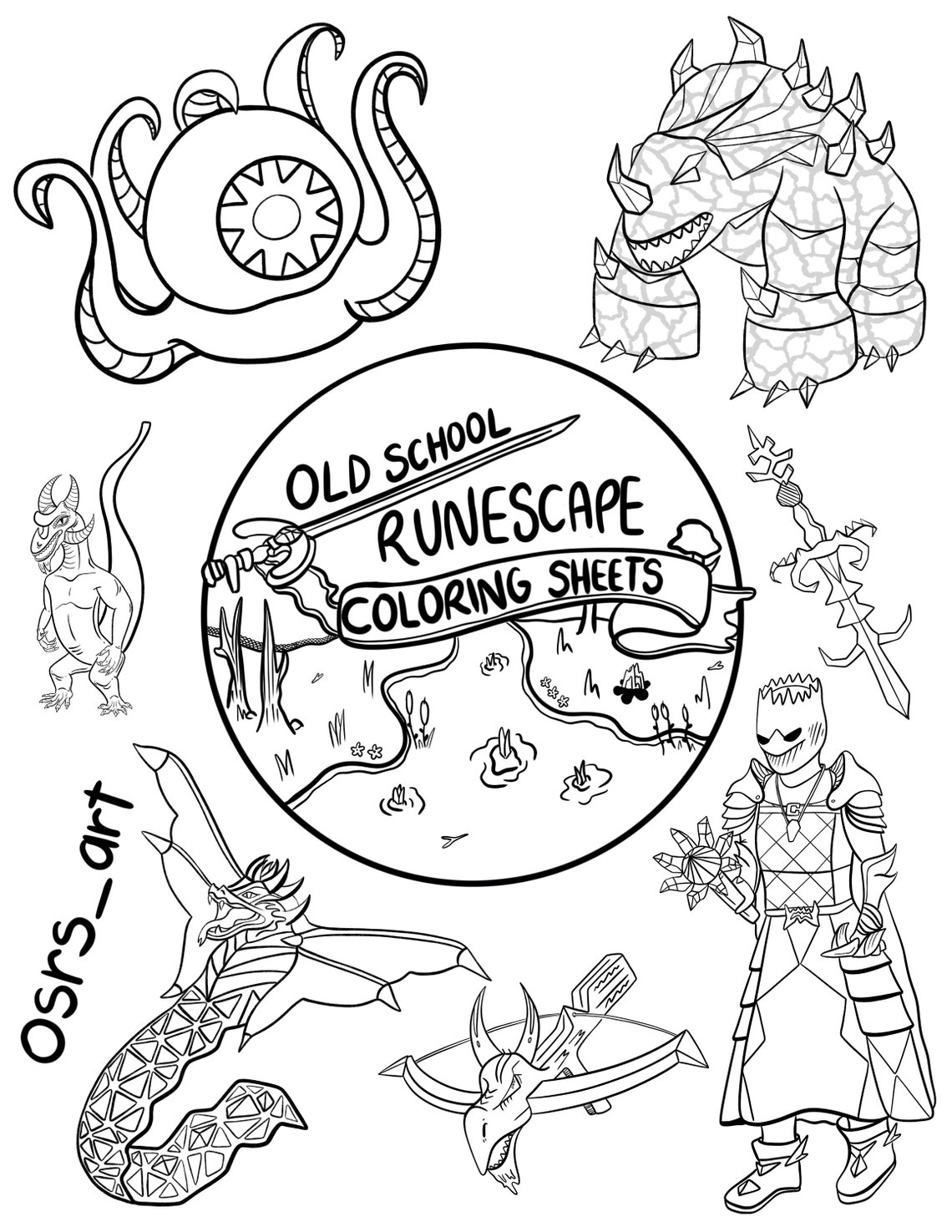 Runescape Coloring Sheets - 8 Printable Pages! - Etsy