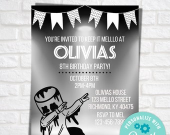 Dj Marshmello Birthday Invitation - Etsy