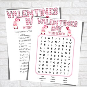 INSTANT DOWNLOAD Printable Valentine's Day Word Scramble and Word ...