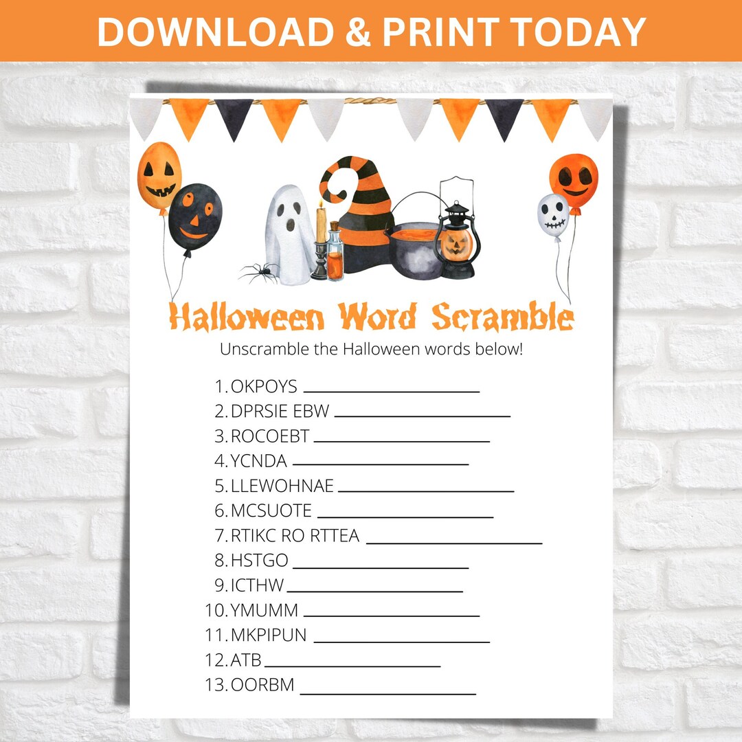 Halloween Word Scramble, Unscramble Words Game, Halloween Party Games ...