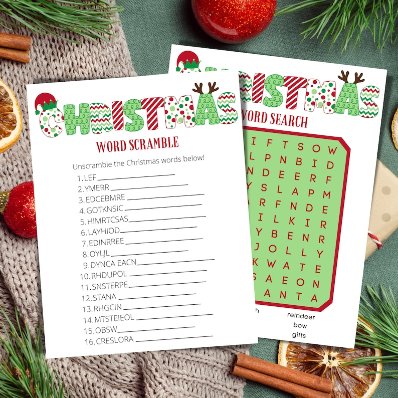 INSTANT DOWNLOAD Printable Christmas Game Bundle Word Scramble - Etsy