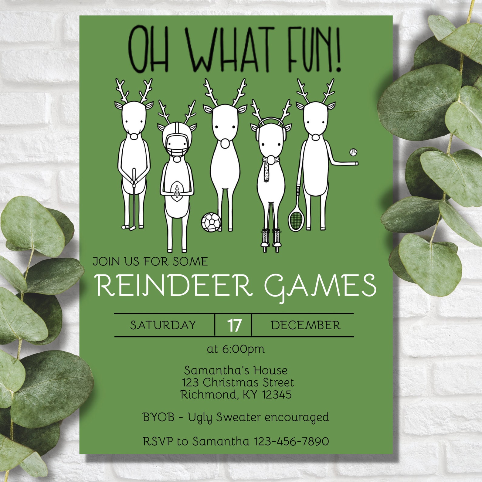 Reindeer Games Christmas Party Invitation, Editable (digital Download ...