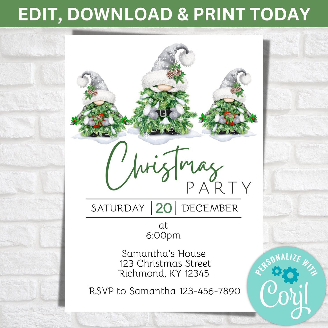 Christmas Invitation Printable Christmas Gnomes Invitation - Etsy