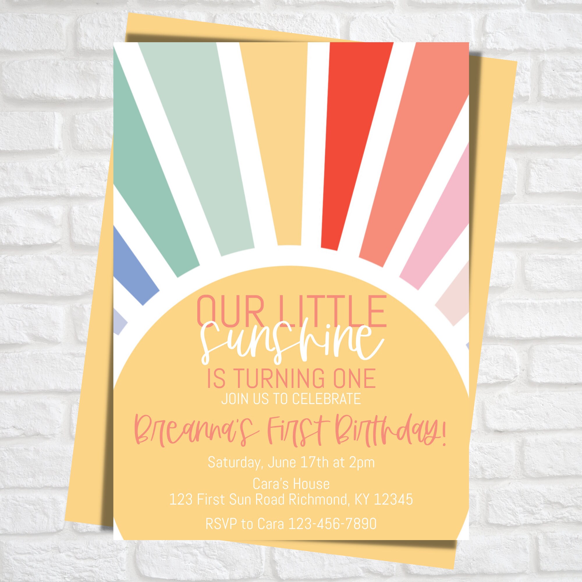 Editable Sunshine Birthday Invitation Our Little Sunshine Any - Etsy