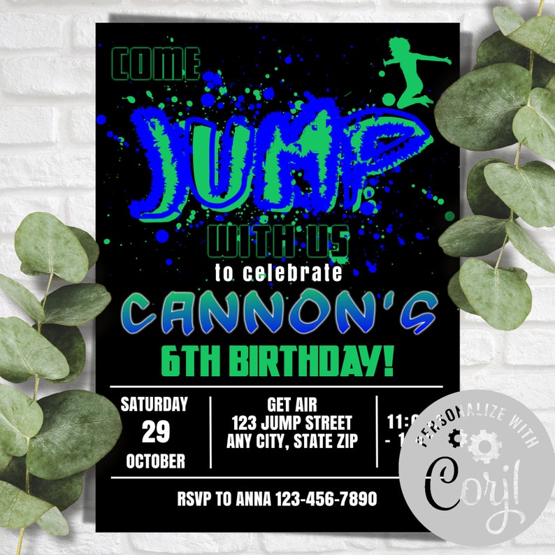 Trampoline Park Birthday Party Invitation Trampoline Park - Etsy