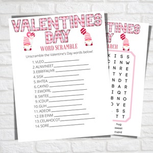 INSTANT DOWNLOAD Printable Valentine's Day Word Scramble and Word ...
