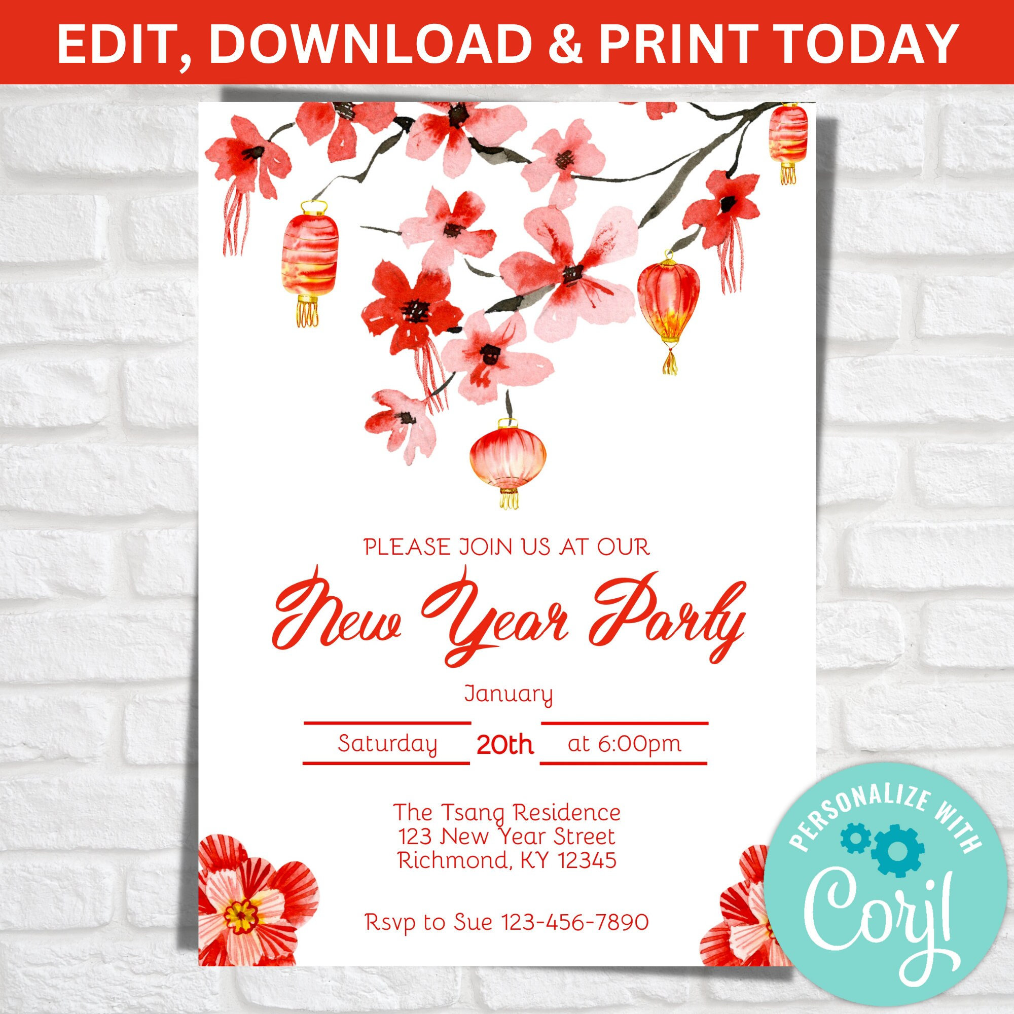 Chinese New Year Invitation Template, Lunar New Year Invitation ...