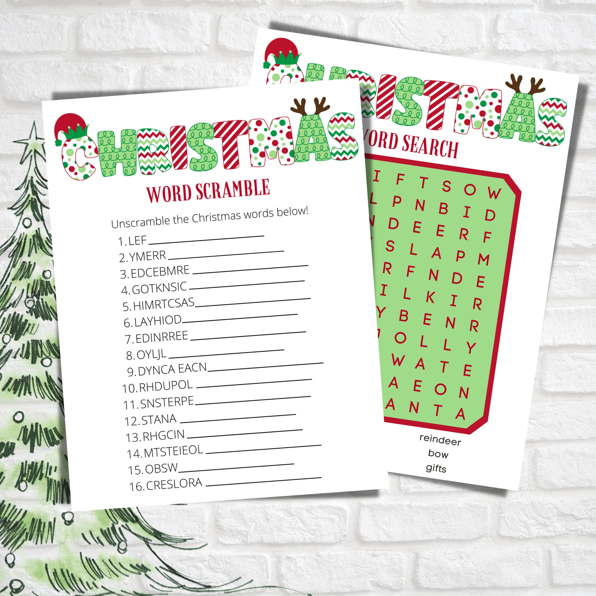 INSTANT DOWNLOAD Printable Christmas Game Bundle Word Scramble and Word ...