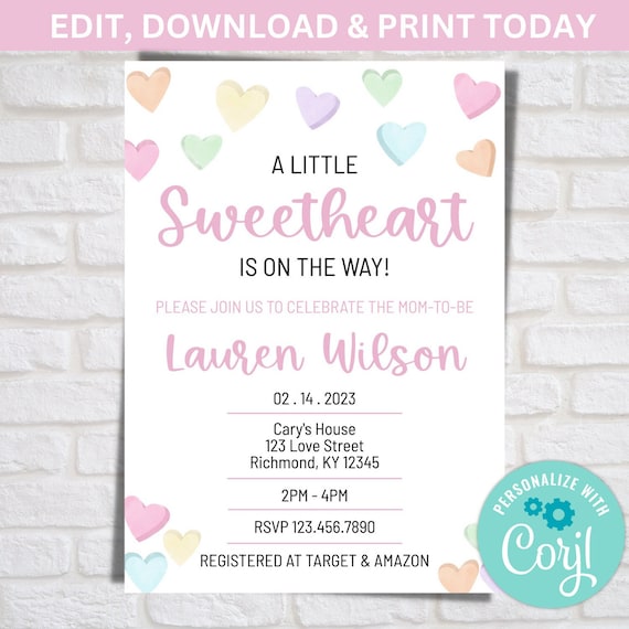 Hearts Birthday Invitation 1st Birthday Invitations Customize