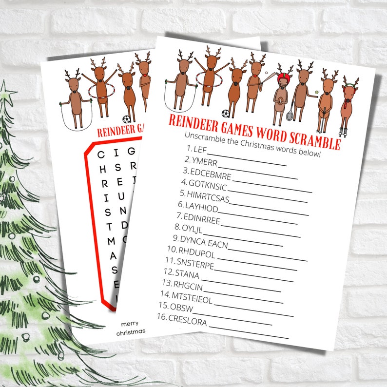 INSTANT DOWNLOAD Printable Christmas Reindeer Games Word Scramble and ...