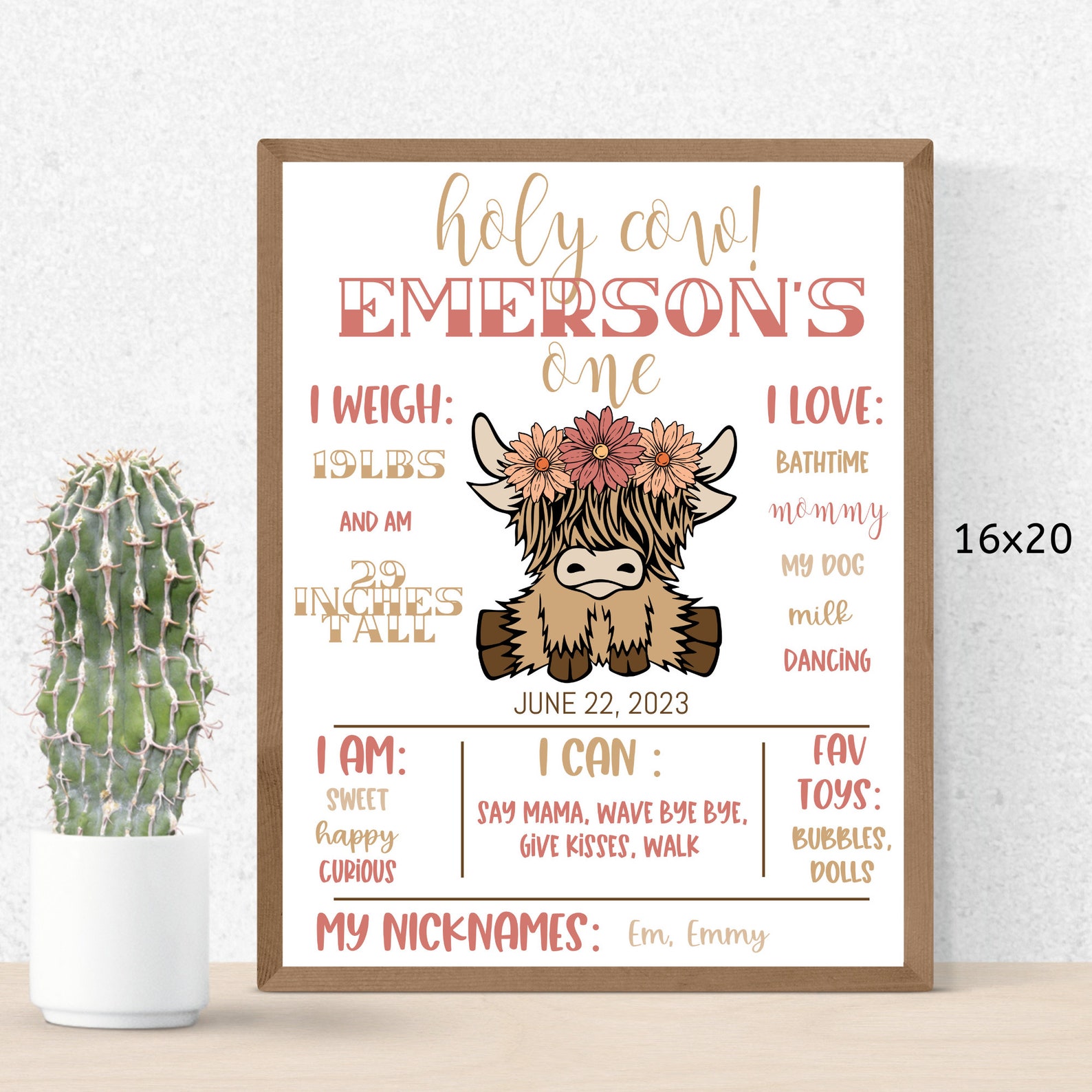 Highland Cow 1st Birthday Poster: Editable Milestone Sign - Etsy