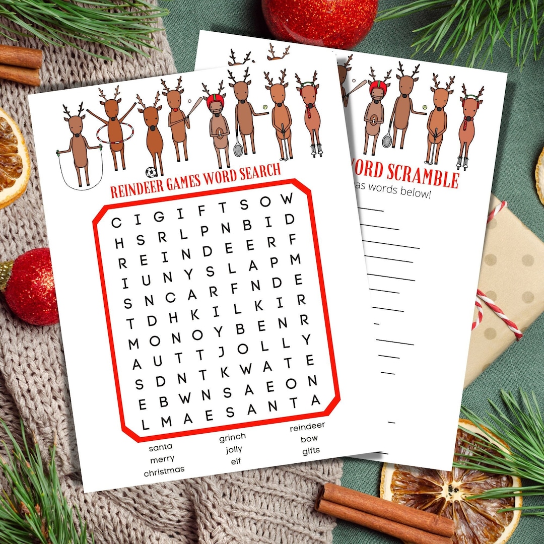 INSTANT DOWNLOAD Printable Christmas Reindeer Games Word Scramble and ...